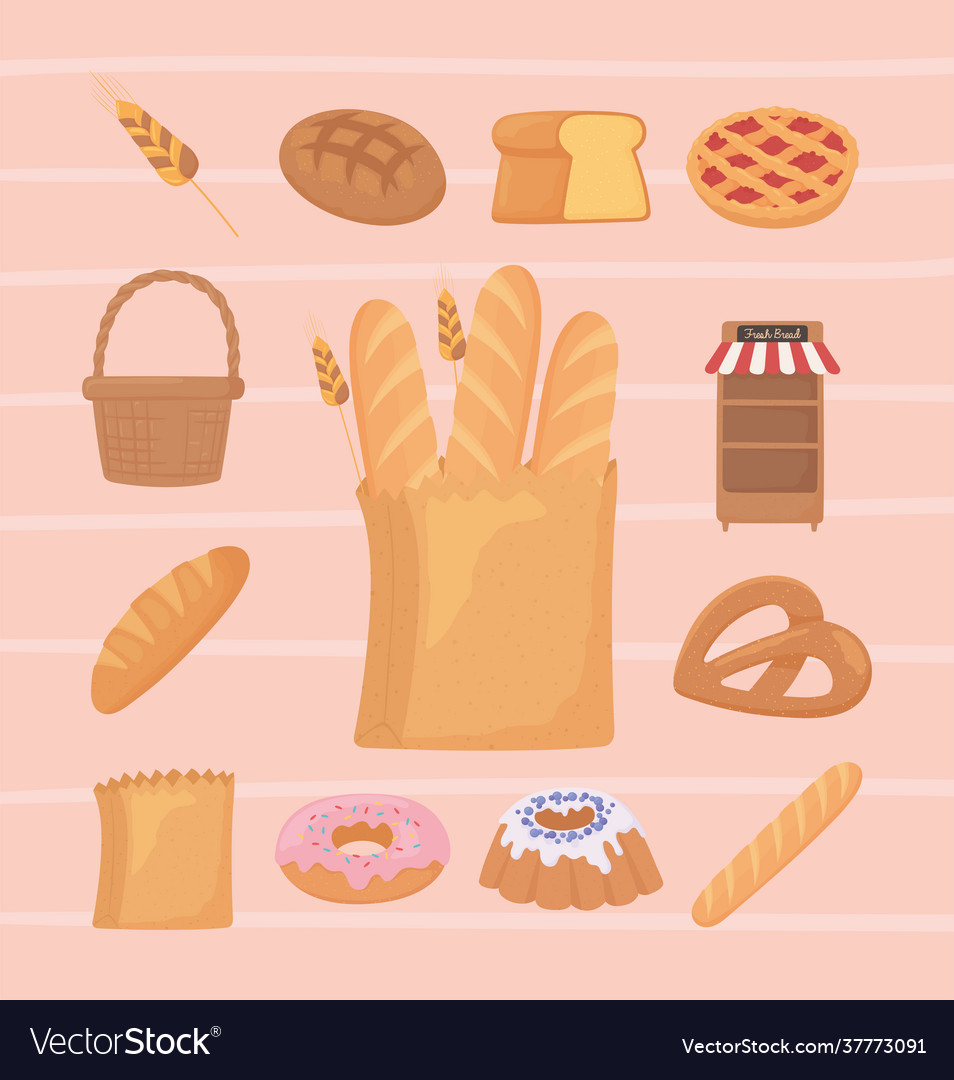 Set bread icons Royalty Free Vector Image - VectorStock