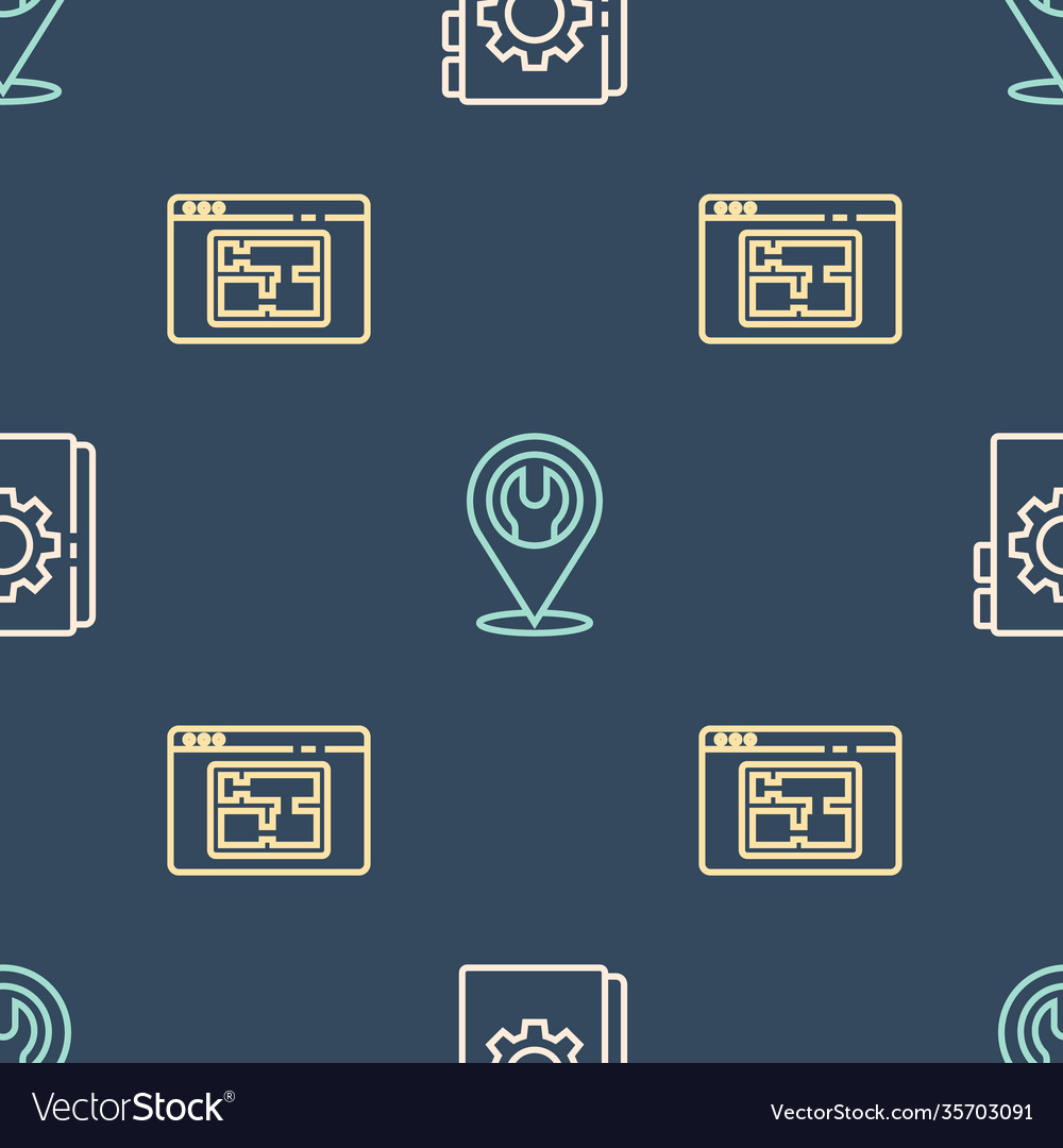 Set line user manual house plan and location Vector Image