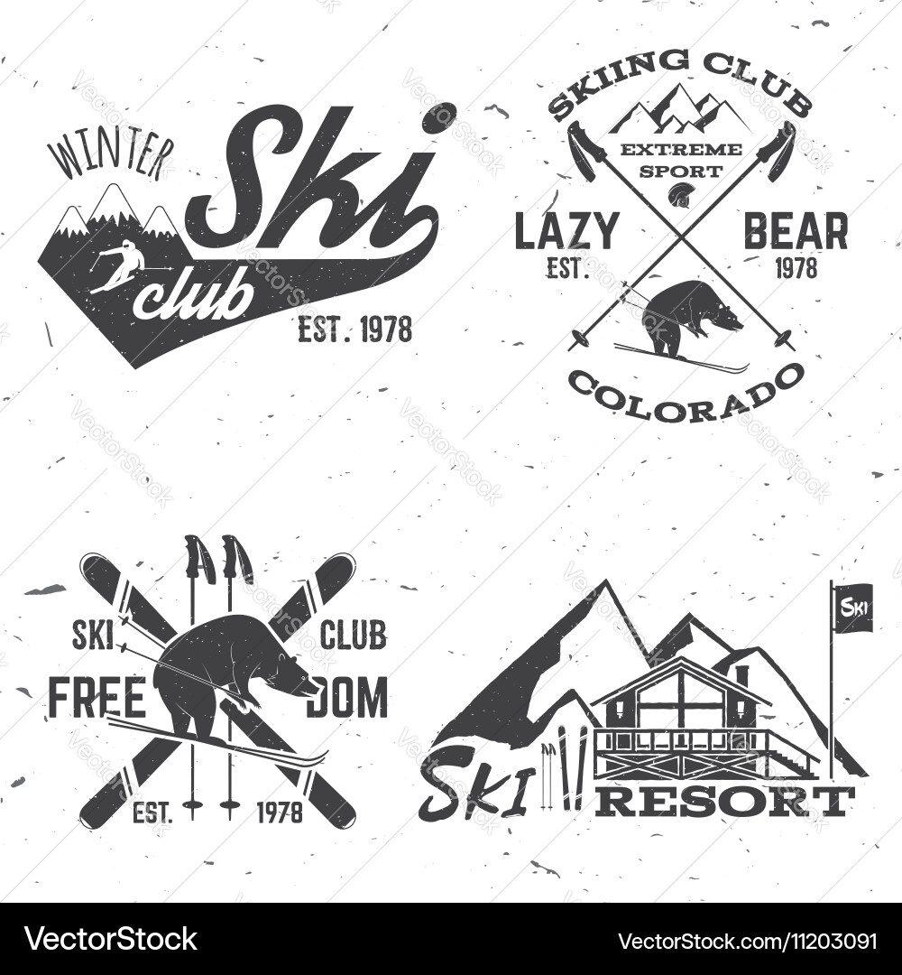 Ski club retro badge Royalty Free Vector Image