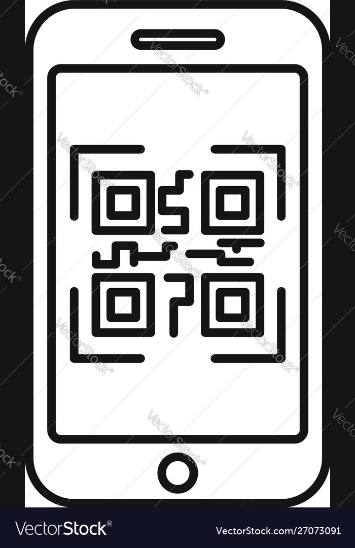 Smartphone Qr Code Icon Outline Style Royalty Free Vector
