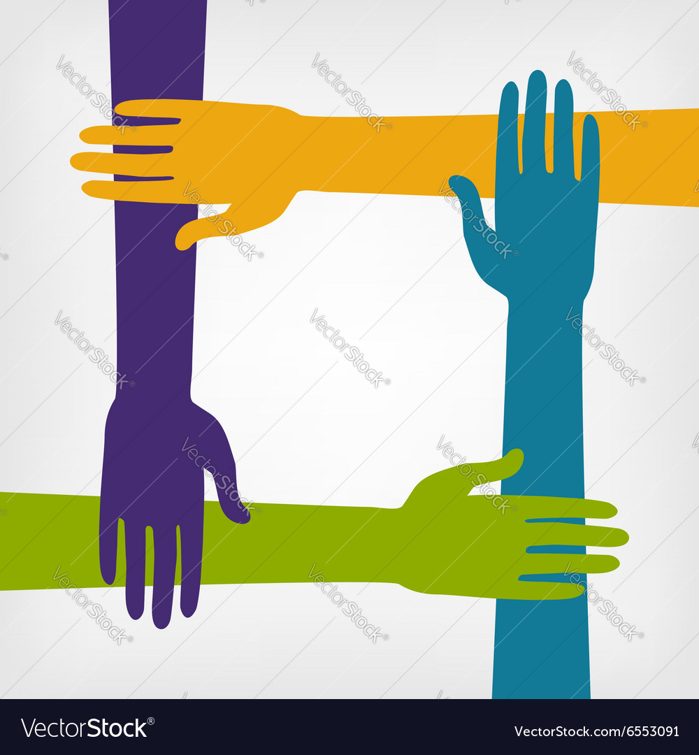 Teamwork concept with hands Royalty Free Vector Image