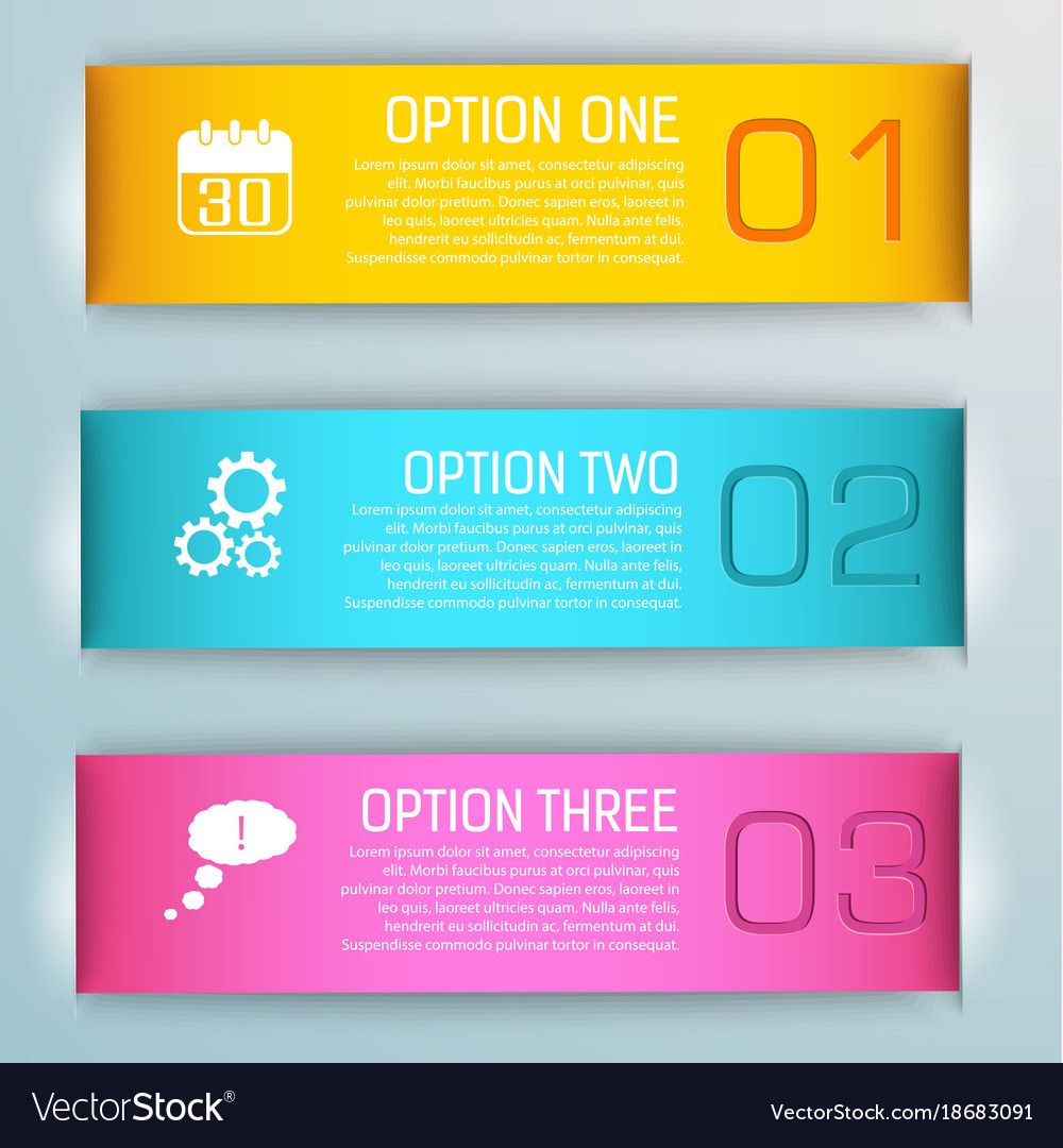 Three isolated colored banner set Royalty Free Vector Image