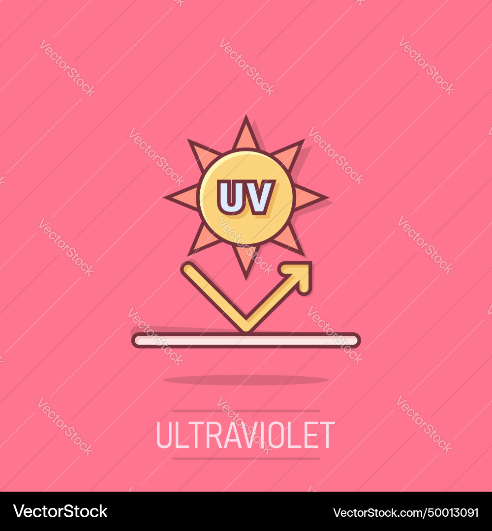 Uv radiation icon in comic style ultraviolet Vector Image