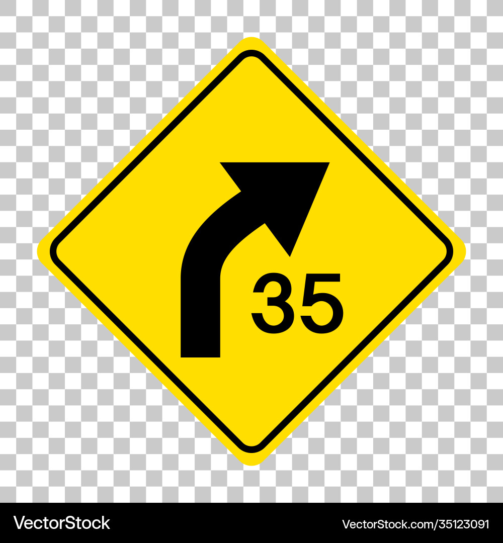 Yellow traffic warning sign on transparent Vector Image