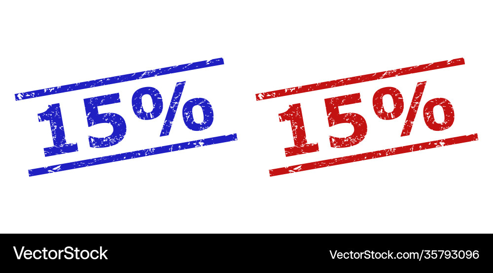 15 percent seals with grunge style and parallel Vector Image