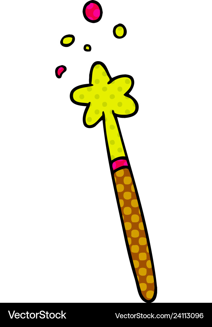 Cartoon doodle of a magic wand Royalty Free Vector Image