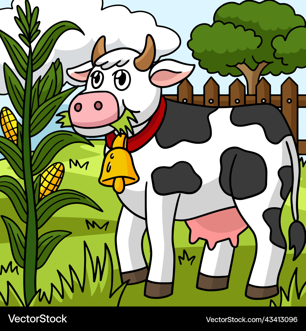 Cow animal colored cartoon Royalty Free Vector Image
