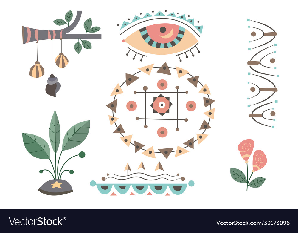 Flat design boho element set Royalty Free Vector Image