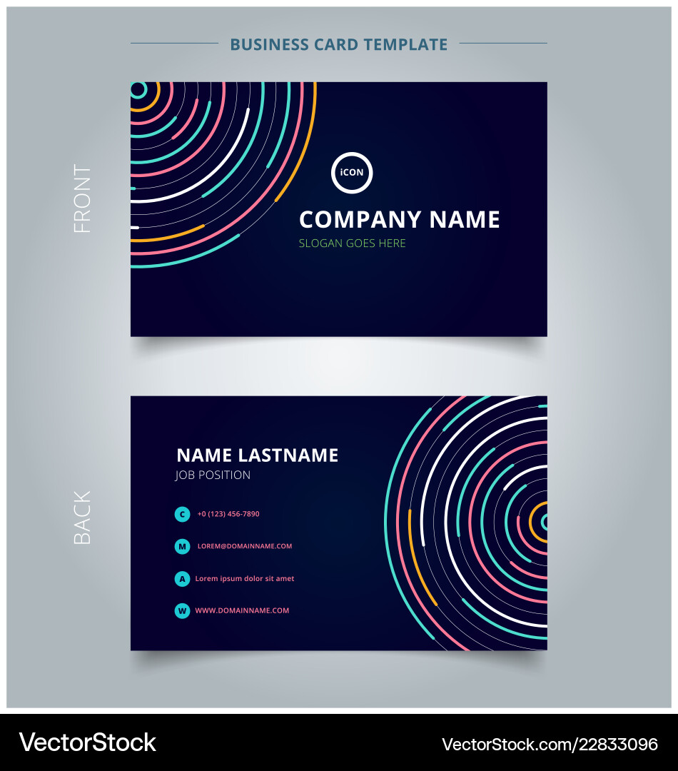 Name card template abstract colorful lines bright Vector Image