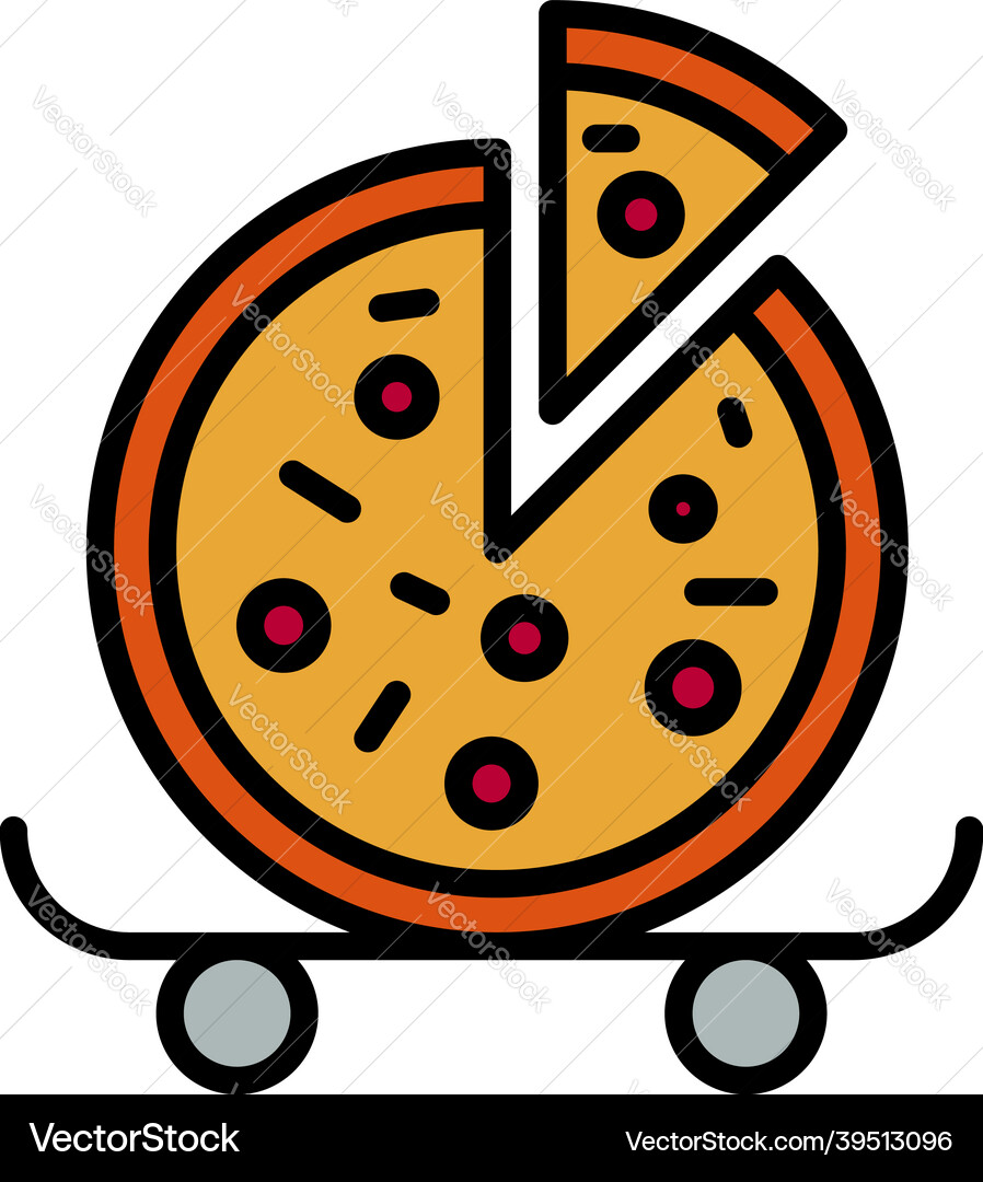 Pizza on wheels icon color outline Royalty Free Vector Image