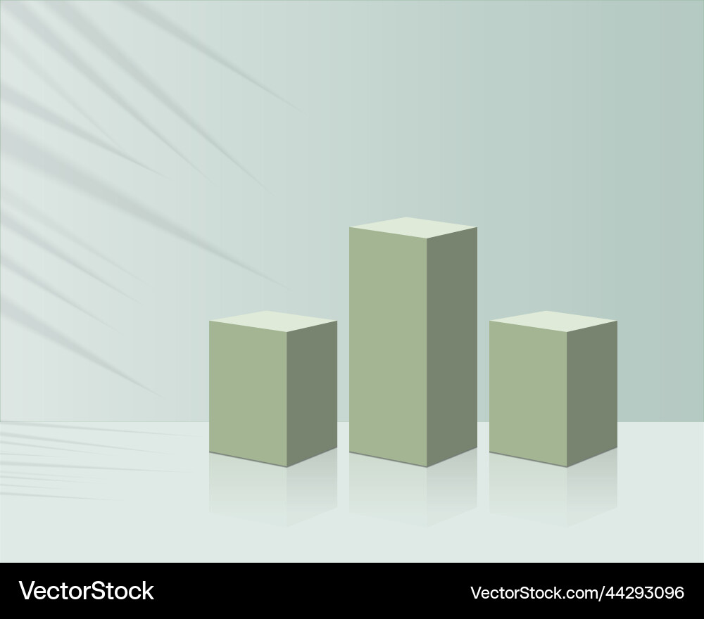 Podium green 3d and minimal white wall scene Vector Image
