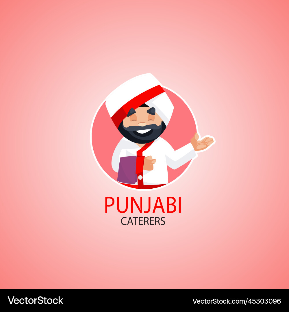 Punjabi caterers indian mascot logo Royalty Free Vector