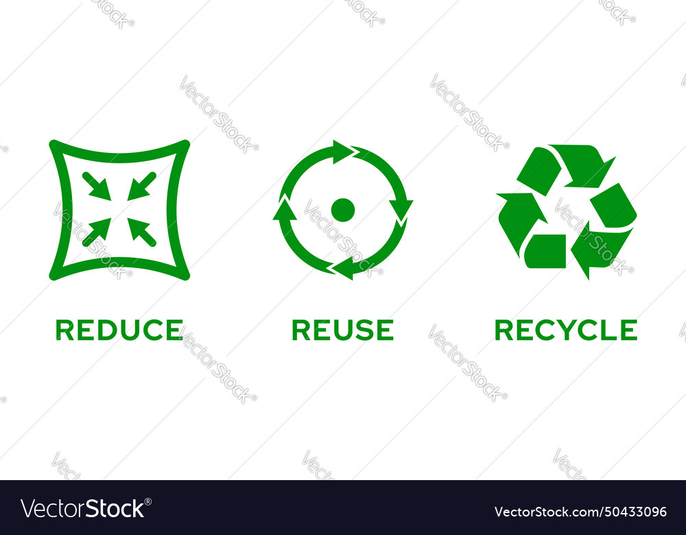 Reduce reuse recycle icon set isolated Royalty Free Vector