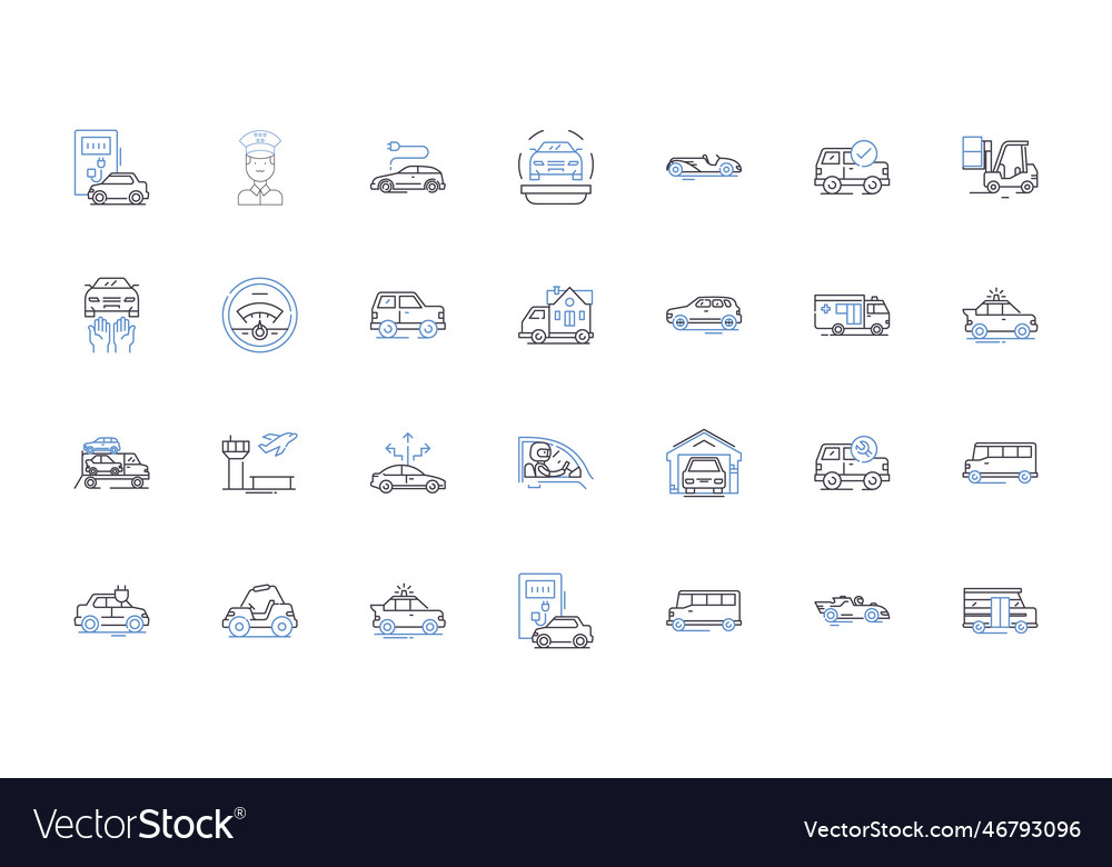 Scooter and transportation line icons collection Vector Image