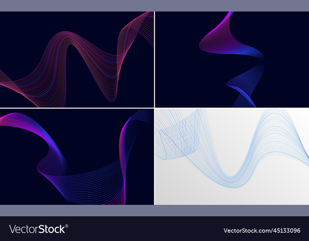 Set of 4 geometric wave pattern background Vector Image