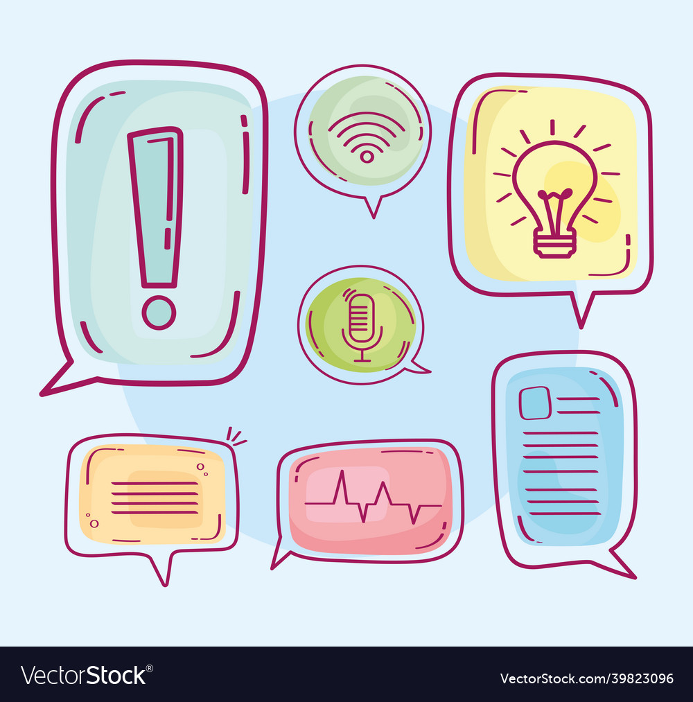 Seven speech bubbles Royalty Free Vector Image