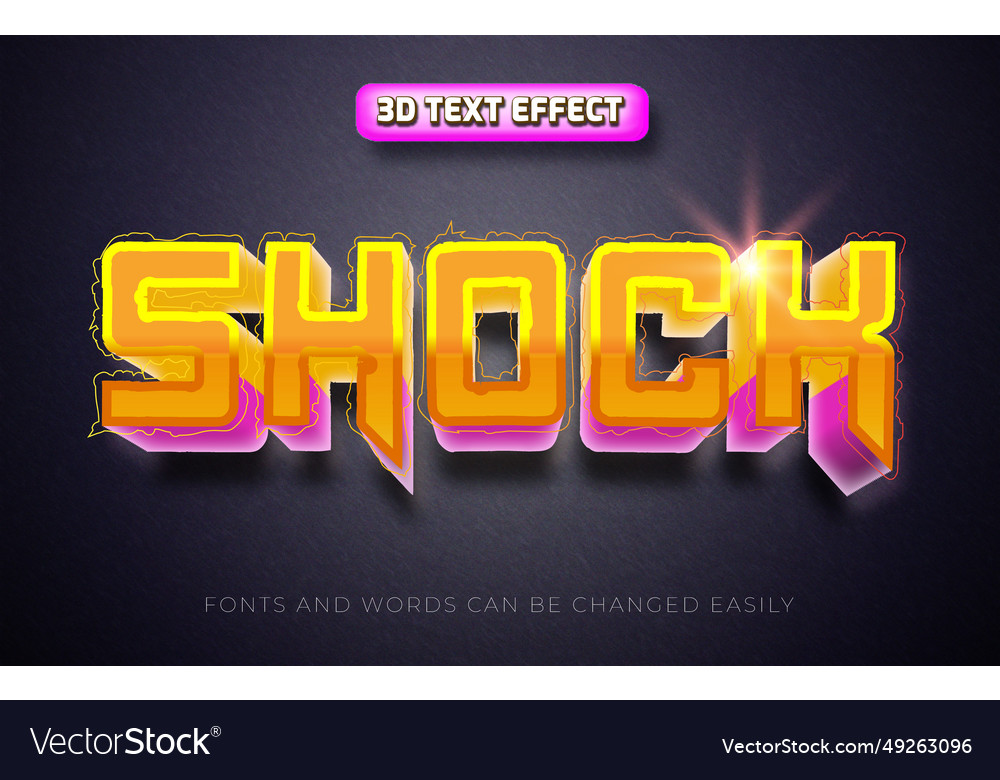 Shock 3d editable text effect style Royalty Free Vector