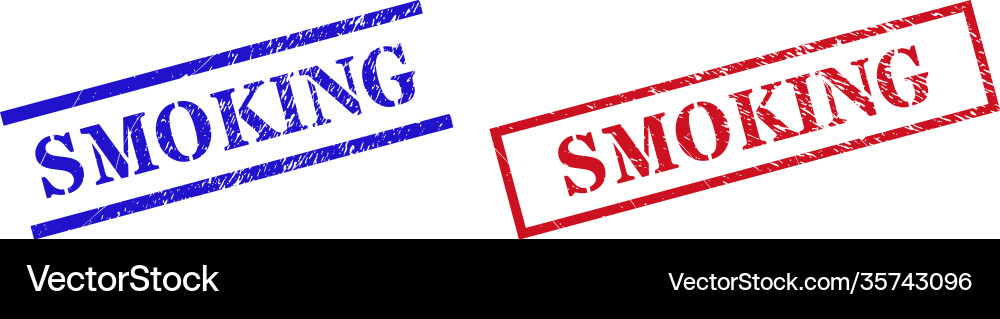 Smoking grunge rubber seal stamps with rectangle Vector Image