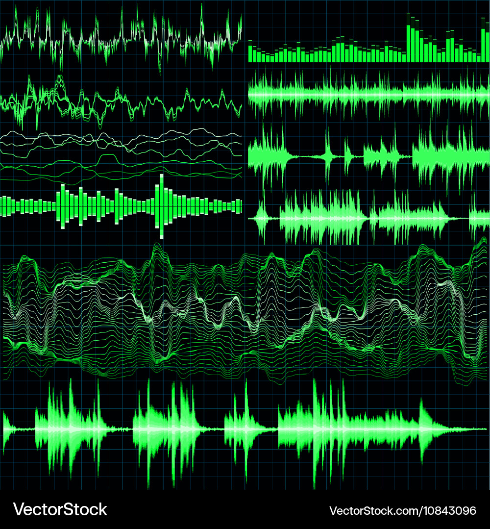 Sound waves set music background eps 10 Royalty Free Vector
