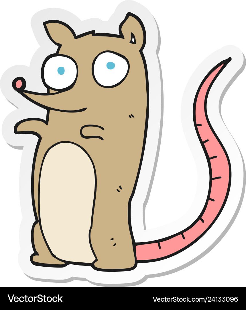 Sticker of a cartoon mouse Royalty Free Vector Image