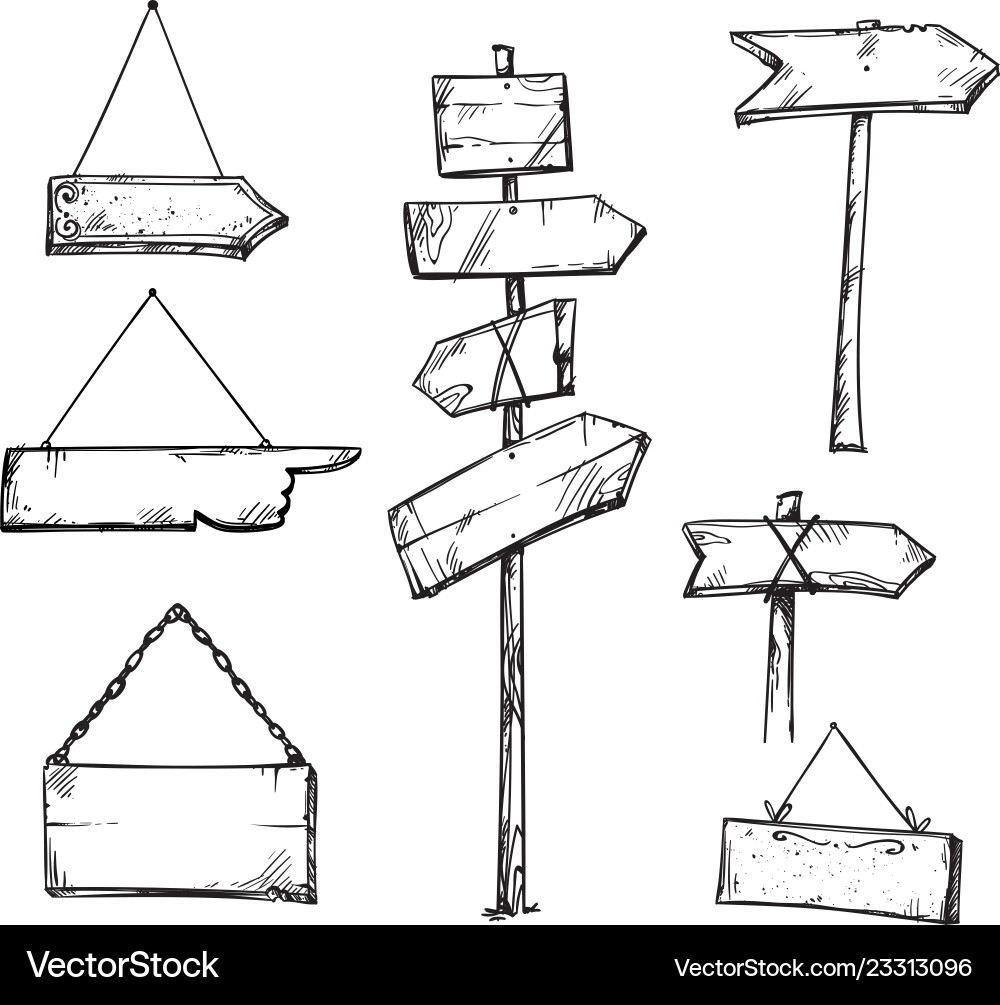 Wooden signpost with arrows Royalty Free Vector Image