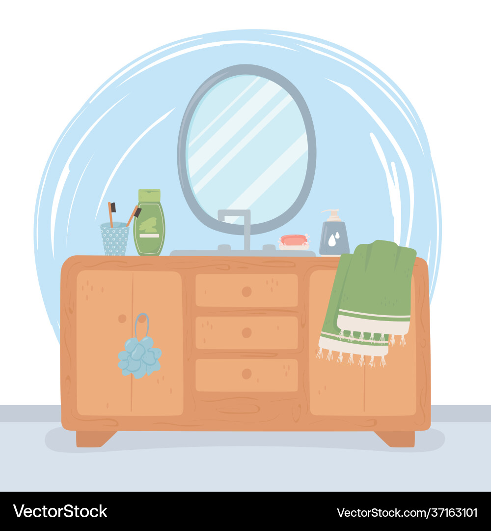 Bathroom furniture mirror Royalty Free Vector Image
