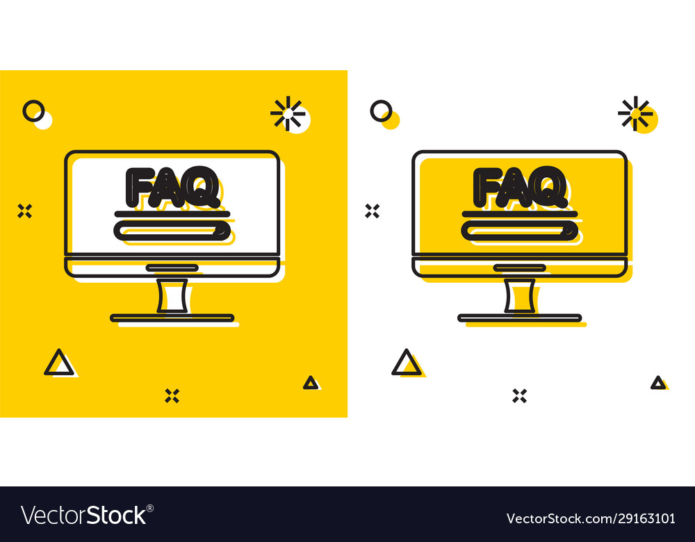 Black computer monitor with text faq information Vector Image