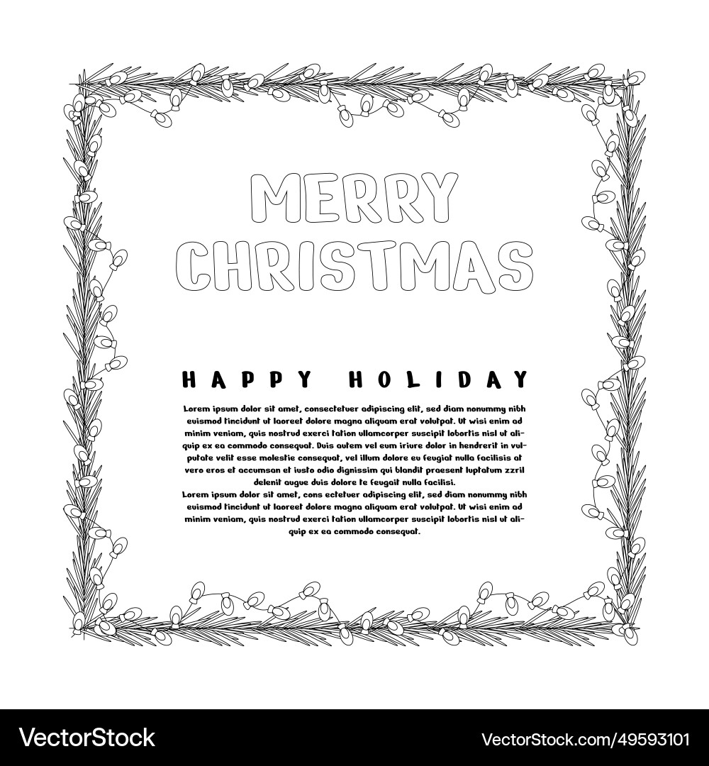 Christmas lettering text and frame garland Vector Image
