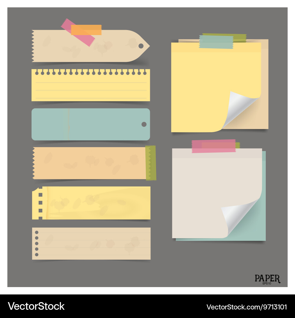 Collection of vintage note papers ready for your Vector Image