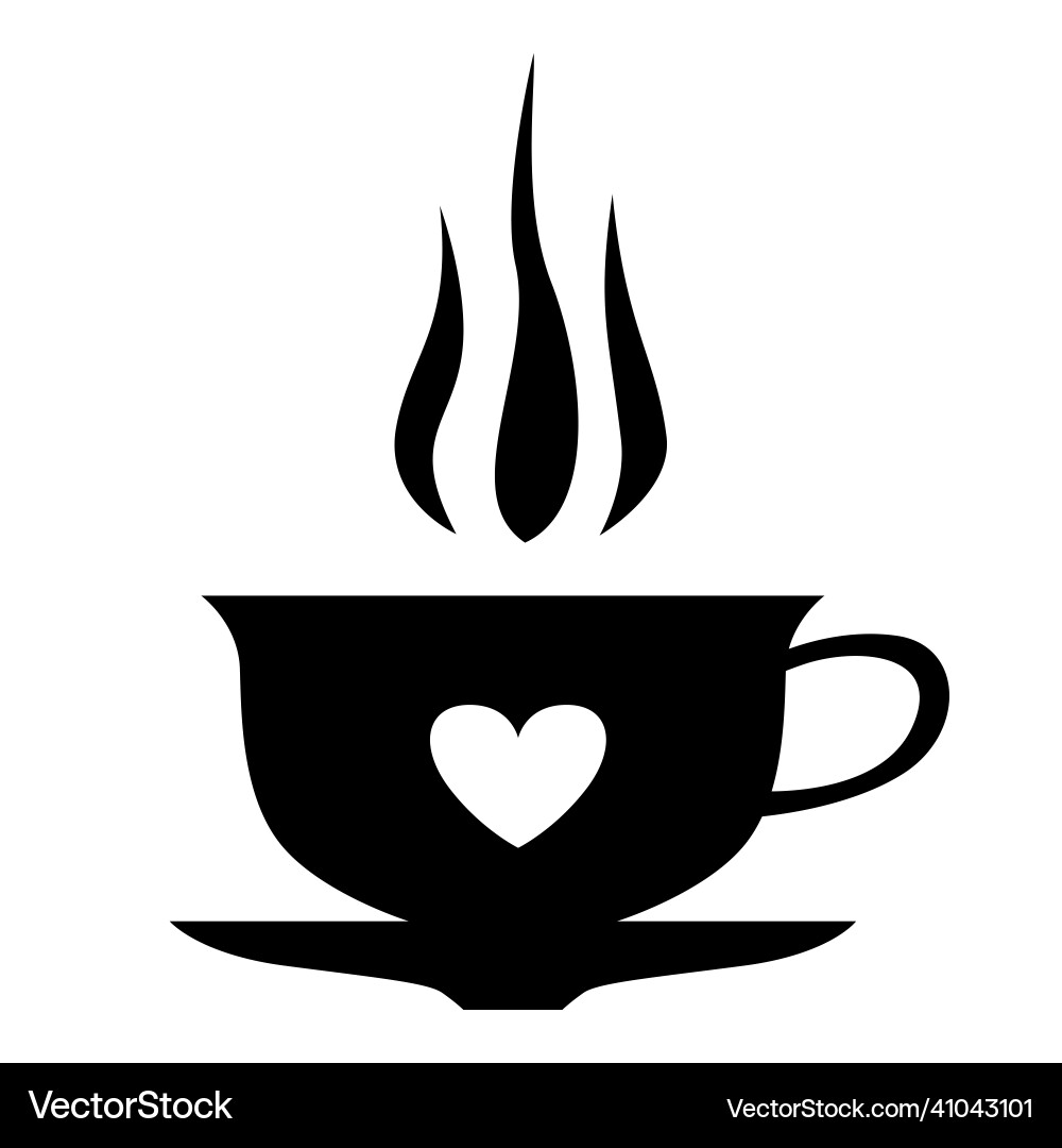Cup with hot drink decorated a heart Royalty Free Vector