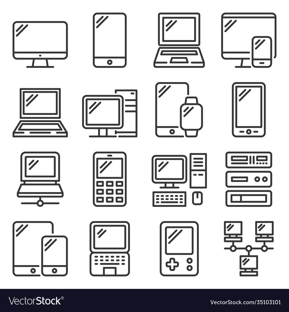 Electronic and computer devices icons set Vector Image