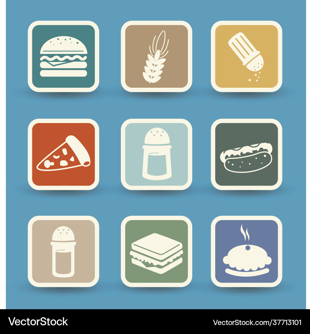 Fast food icons set isolated on background Vector Image
