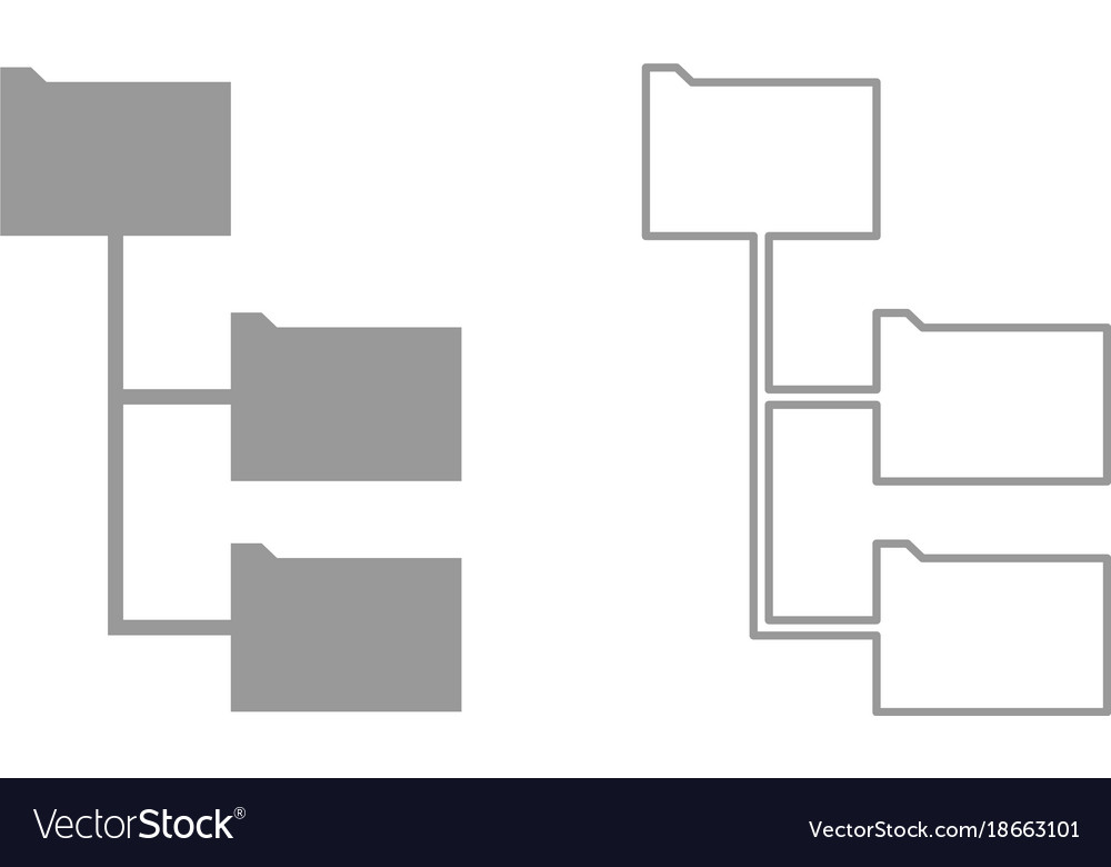 Folder structure icon grey set Royalty Free Vector Image