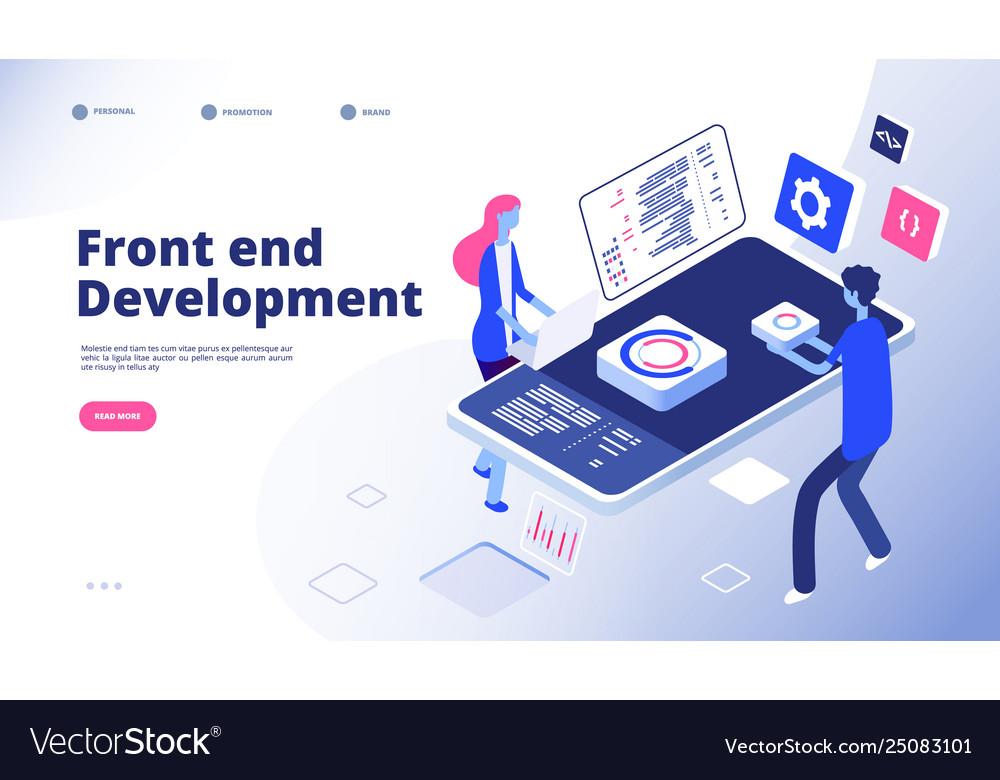 Front end development programmer develop computer Vector Image