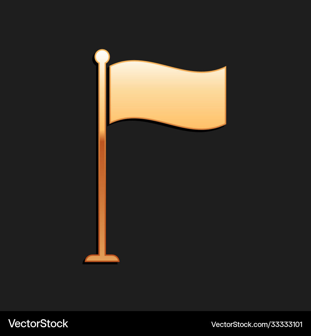 Gold flag icon isolated on black background Vector Image