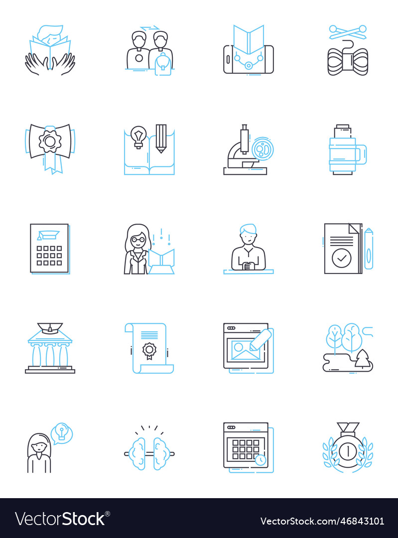 Instructional teaching linear icons set pedagogy Vector Image
