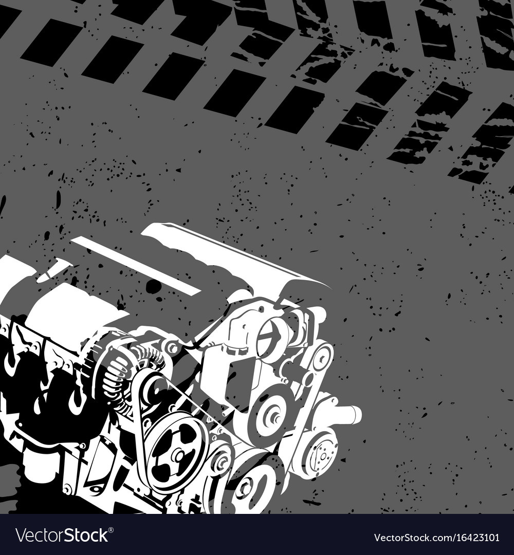 Internal combustion engine from the machine Vector Image