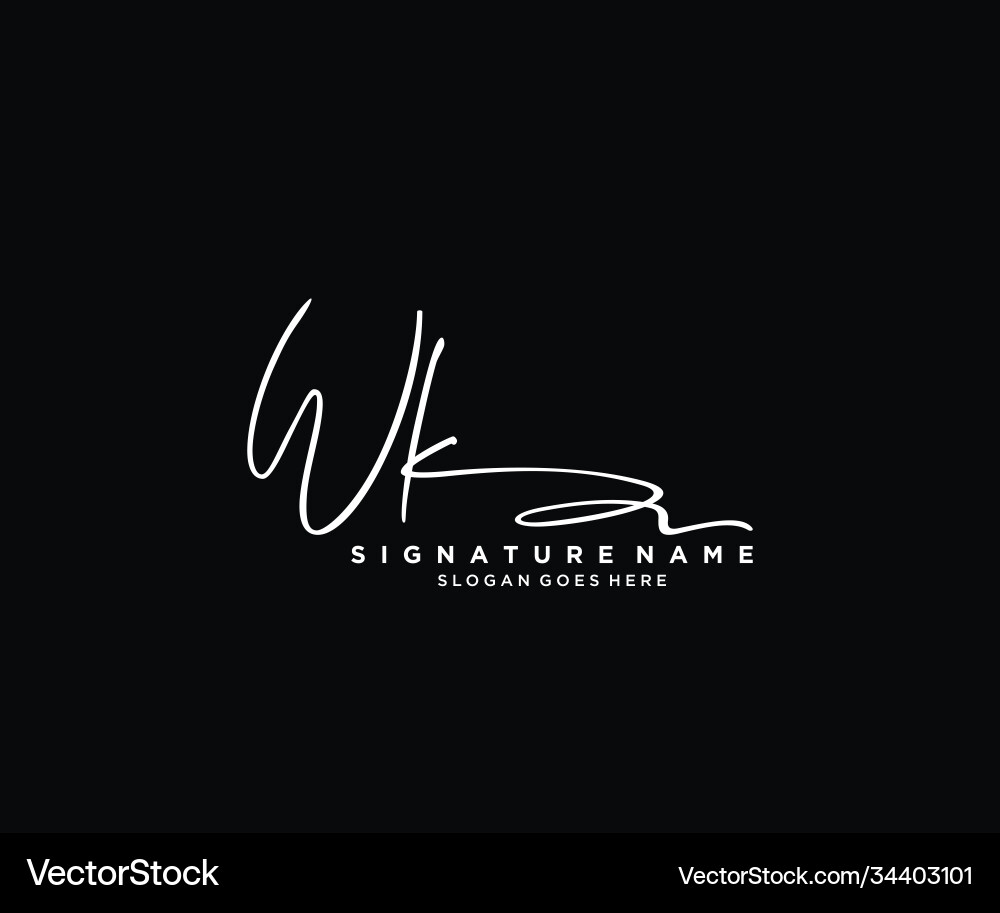 Letter wk signature logo template Royalty Free Vector Image
