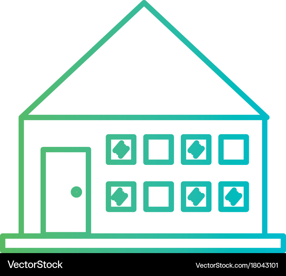 Line house architecture with door and windows Vector Image