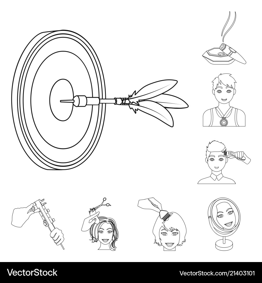 Manipulation by hands outline icons in set Vector Image