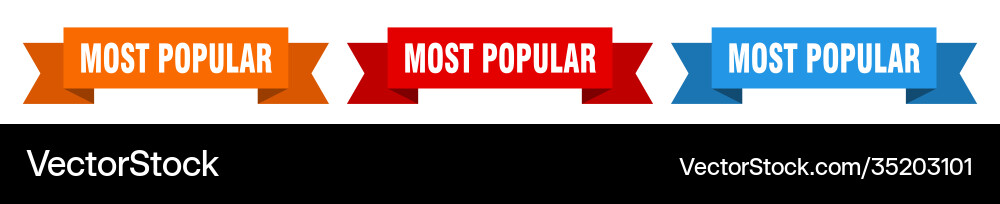 Most popular ribbon isolated paper Royalty Free Vector Image