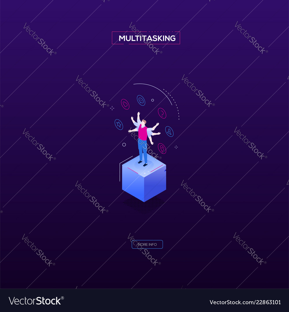 Multitasking concept - modern isometric web Vector Image