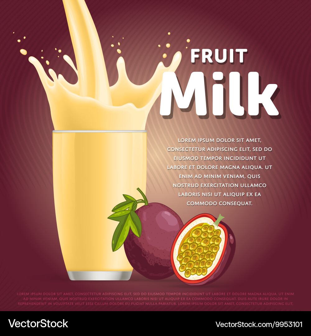 Passion fruit sweet milkshake dessert cocktail Vector Image
