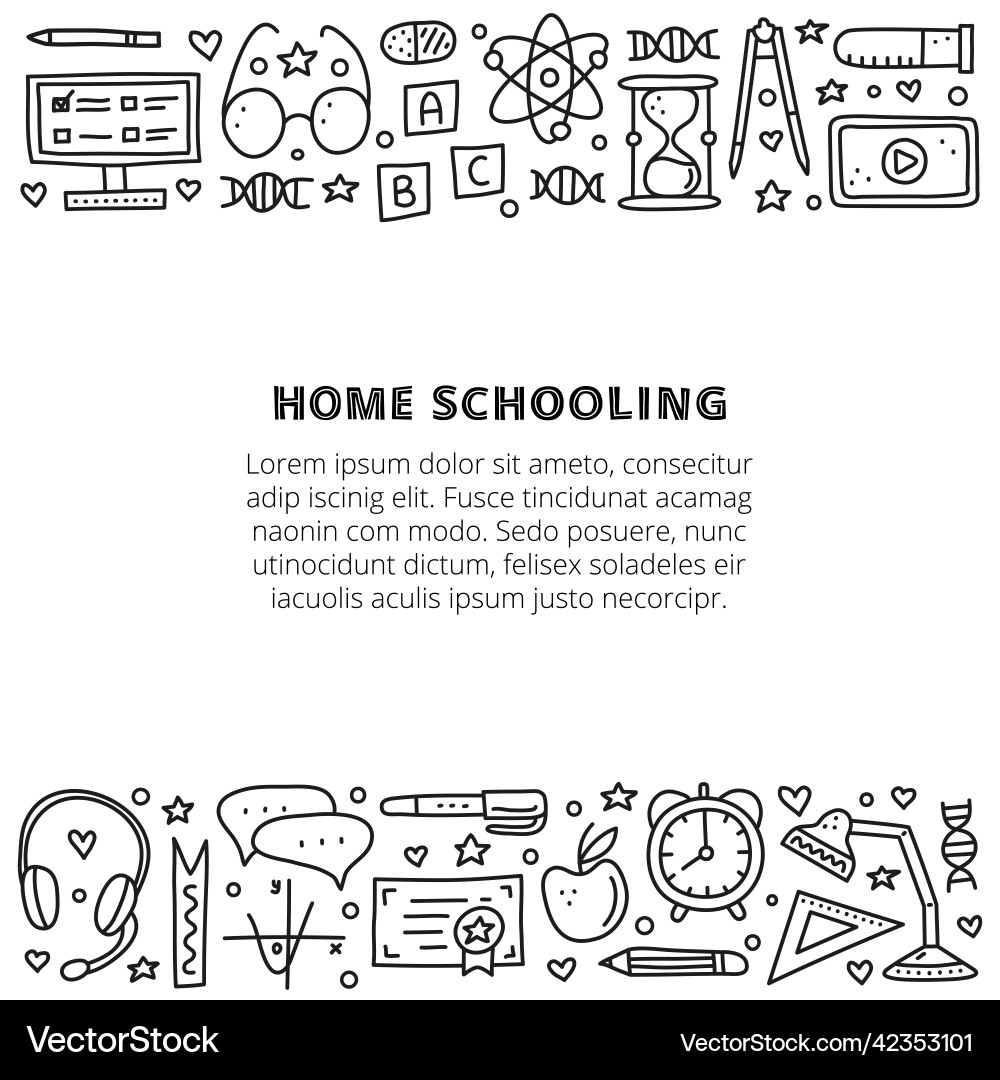 Poster with lettering and doodle education Vector Image