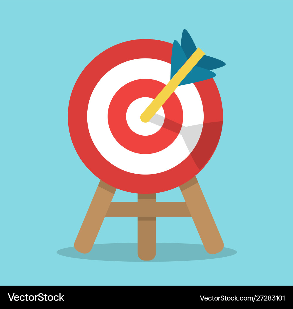Round target with an arrow in center Royalty Free Vector