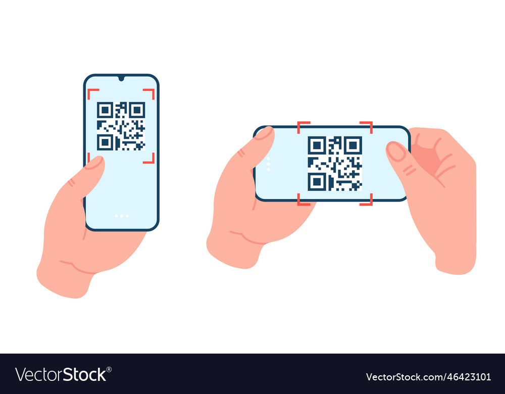 Scanning qr code on screen of phone smartphone Vector Image