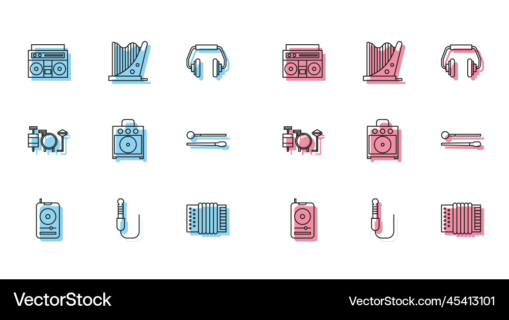 Set line music player audio jack home stereo Vector Image