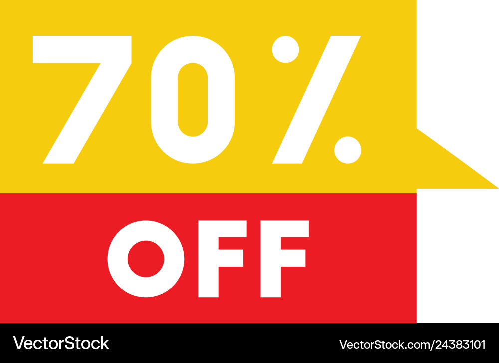 Seventy percent off advertising sticker Royalty Free Vector