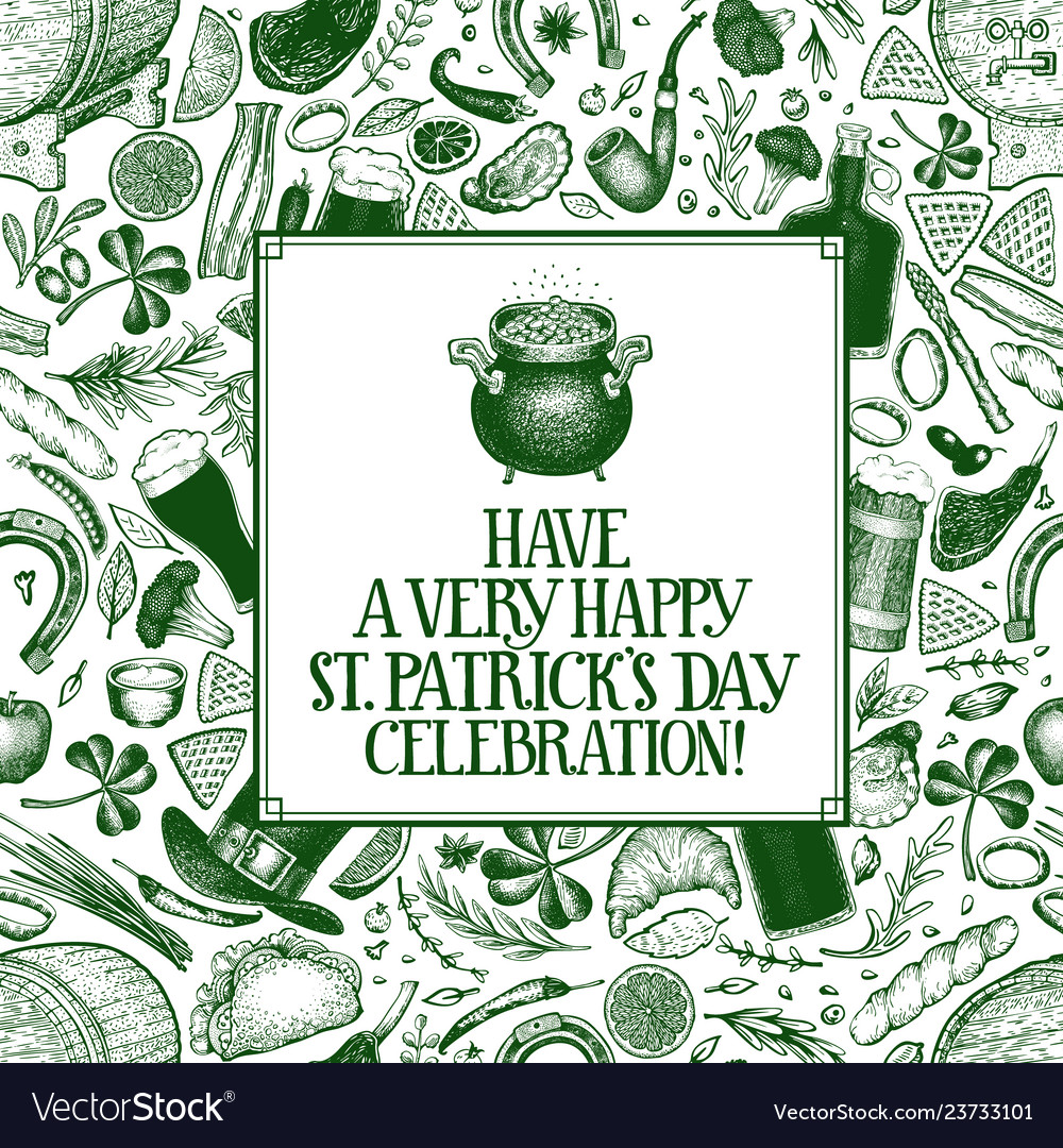 St patricks day design template hand Royalty Free Vector