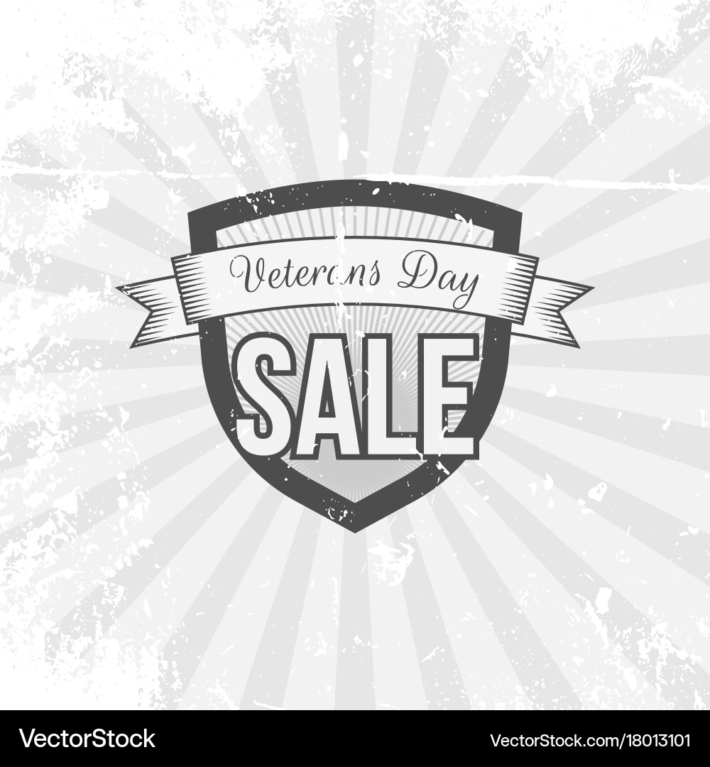 Vintage shield with veterans day sale text Vector Image